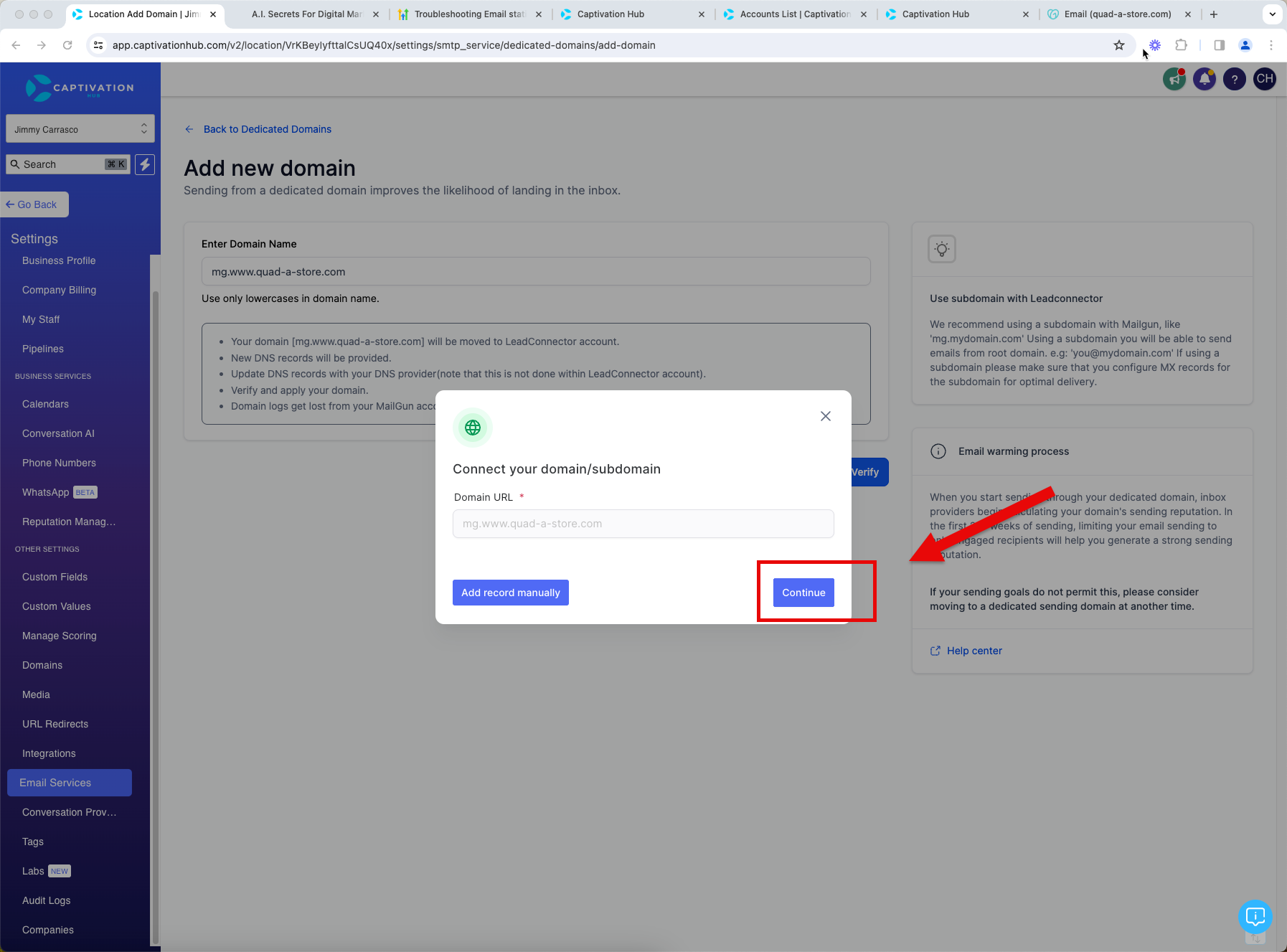 How to create a dedicated sending domain. (Email Domain) – Captivation Hub