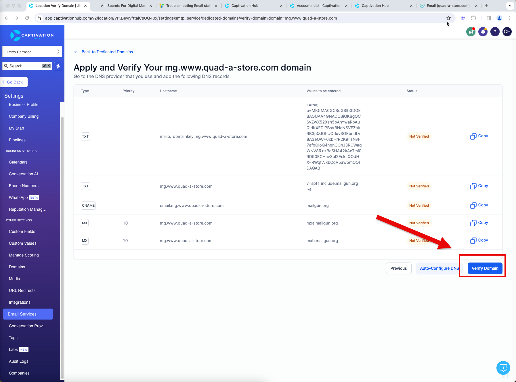 How To Create A Dedicated Sending Domain Email Domain Captivation Hub