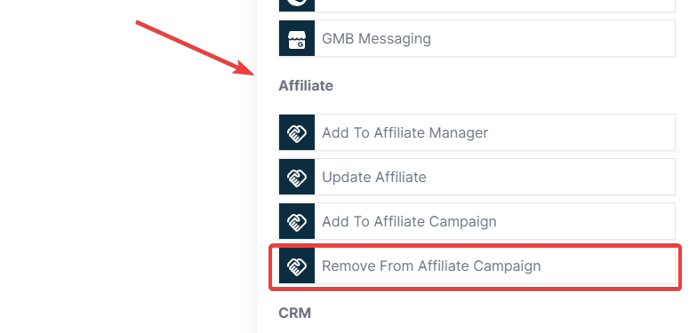 Remove From Affiliate Campaign in Workflow – Captivation Hub