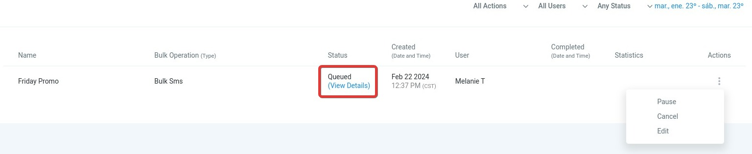 Bulk Action Delivery Options – Captivation Hub