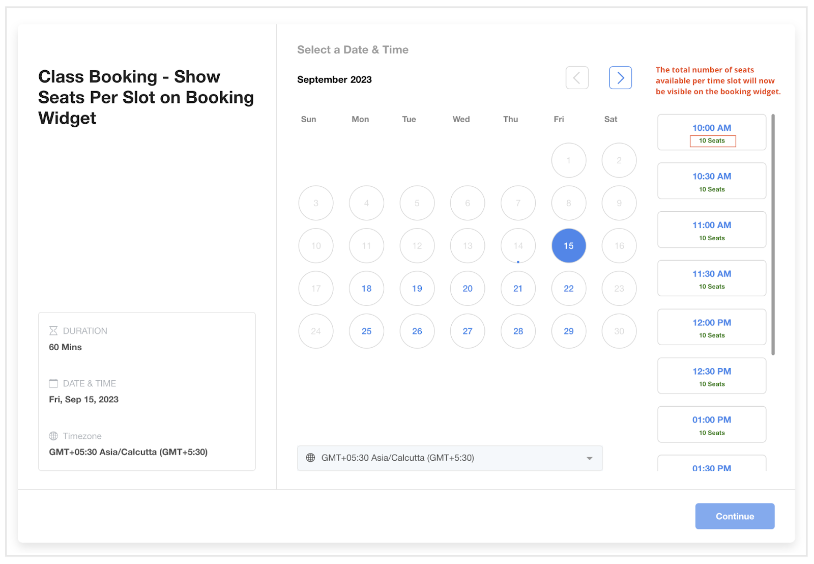 Class Booking in Calendars – Captivation Hub