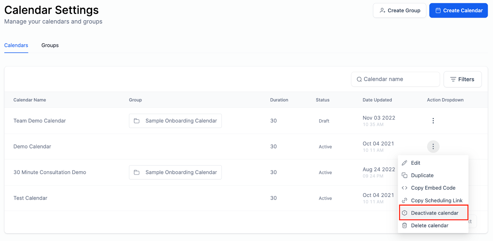 How to Deactivate and Activate Calendars – Captivation Hub