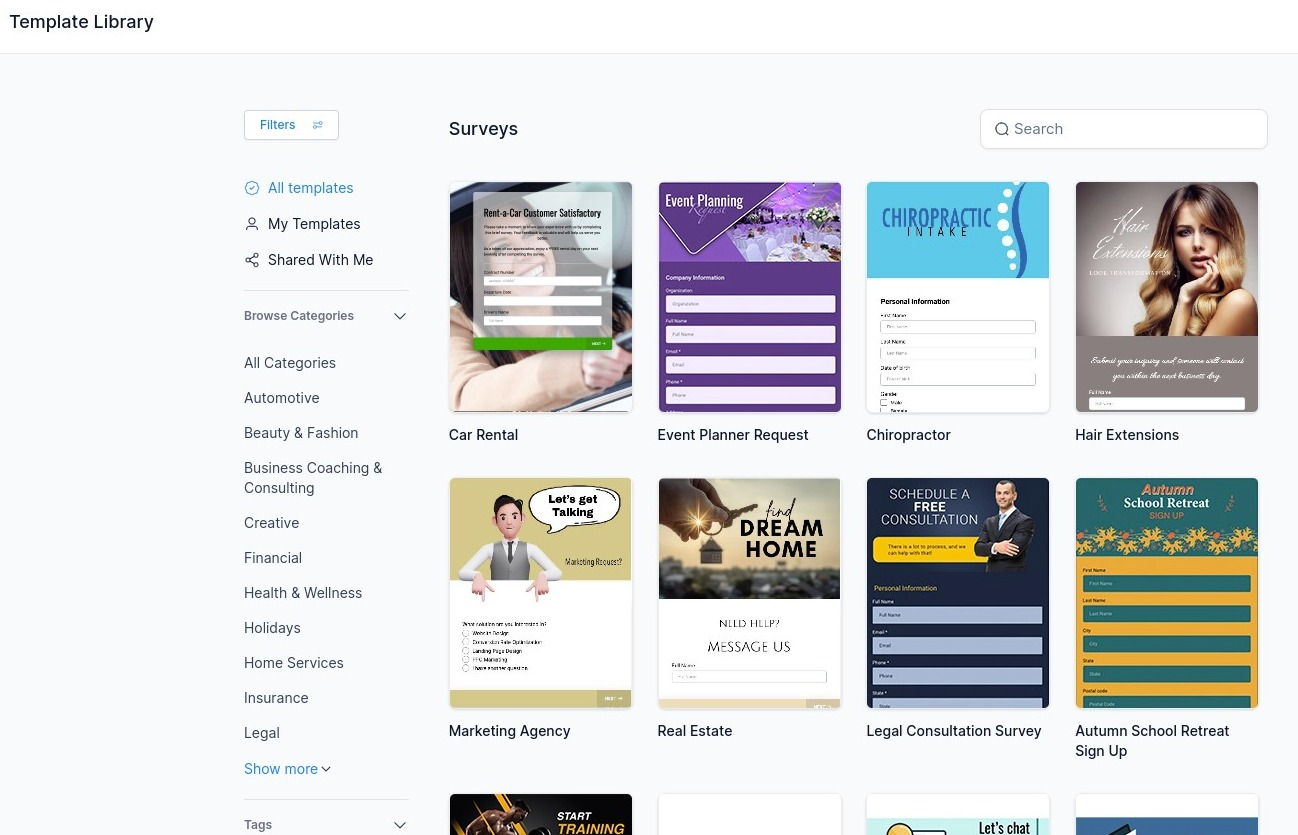 Create Surveys With the Template Library – Captivation Hub