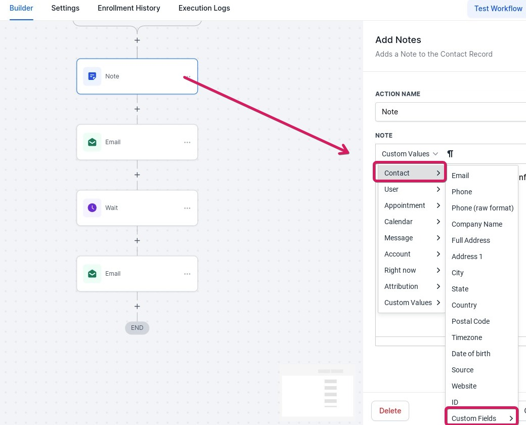 Workflow Guide Add Form Answers To Contact Notes Captivation Hub