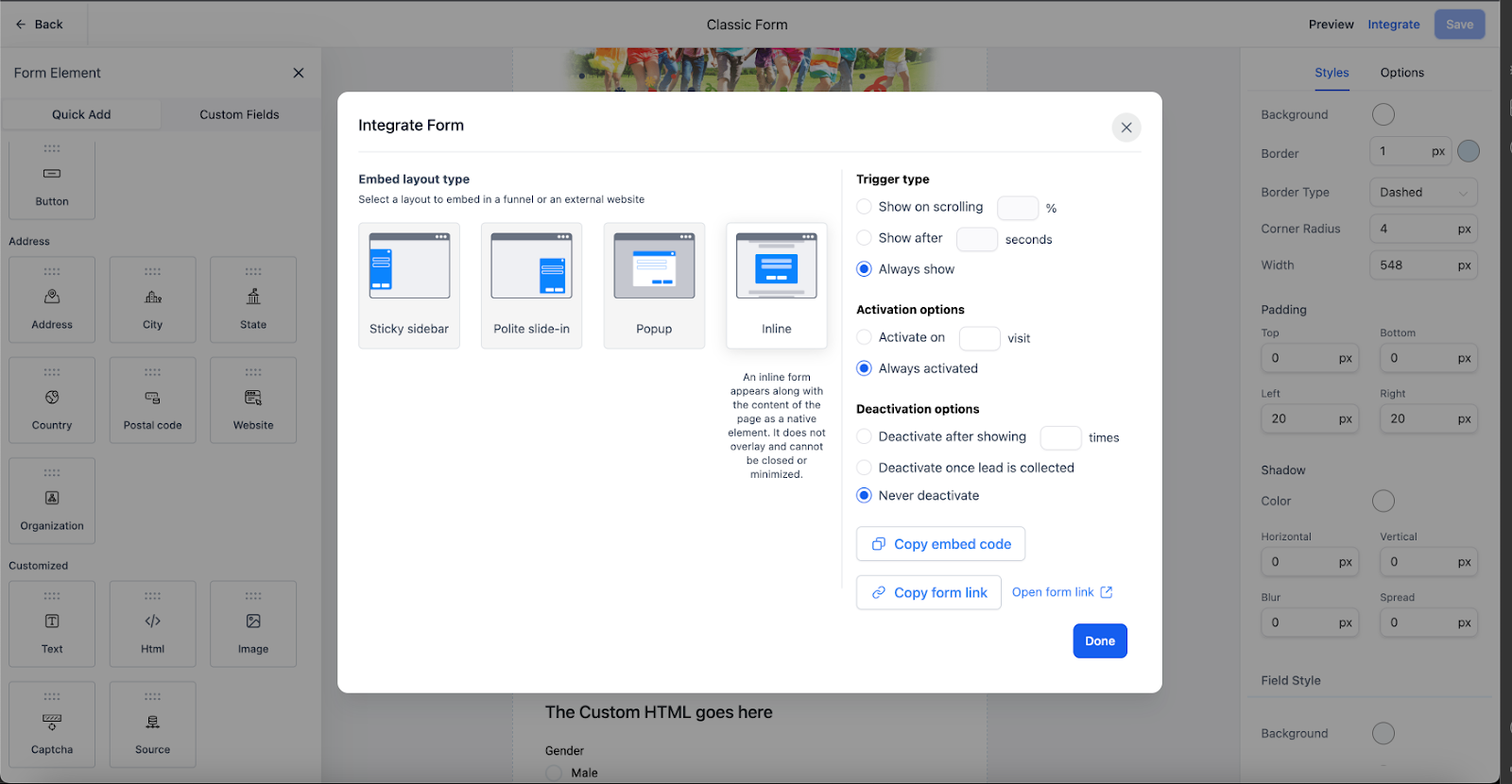 Form Customization – Captivation Hub