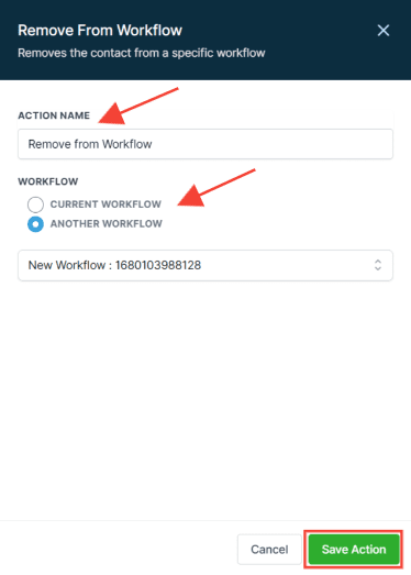 Workflow Action Remove From Workflow Captivation Hub