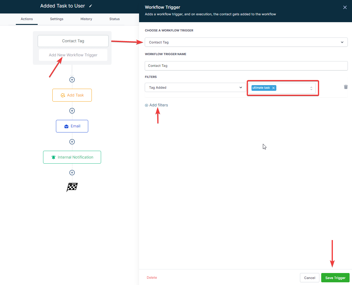 Workflow Action Add Task Captivation Hub