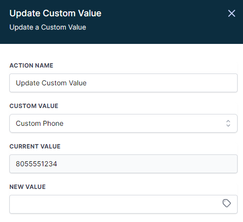 Workflow Action: Update Custom Value – Captivation Hub