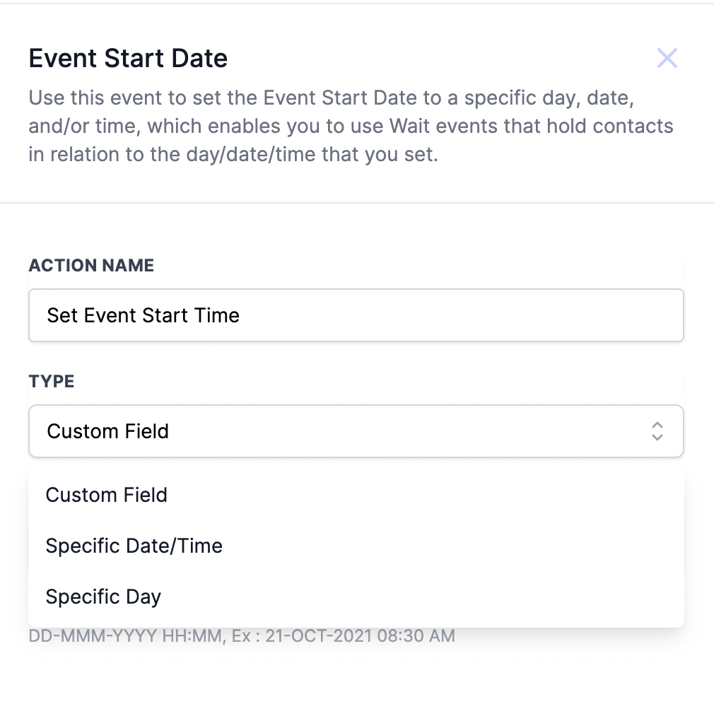 Workflow Action Set Event Start Date Captivation Hub