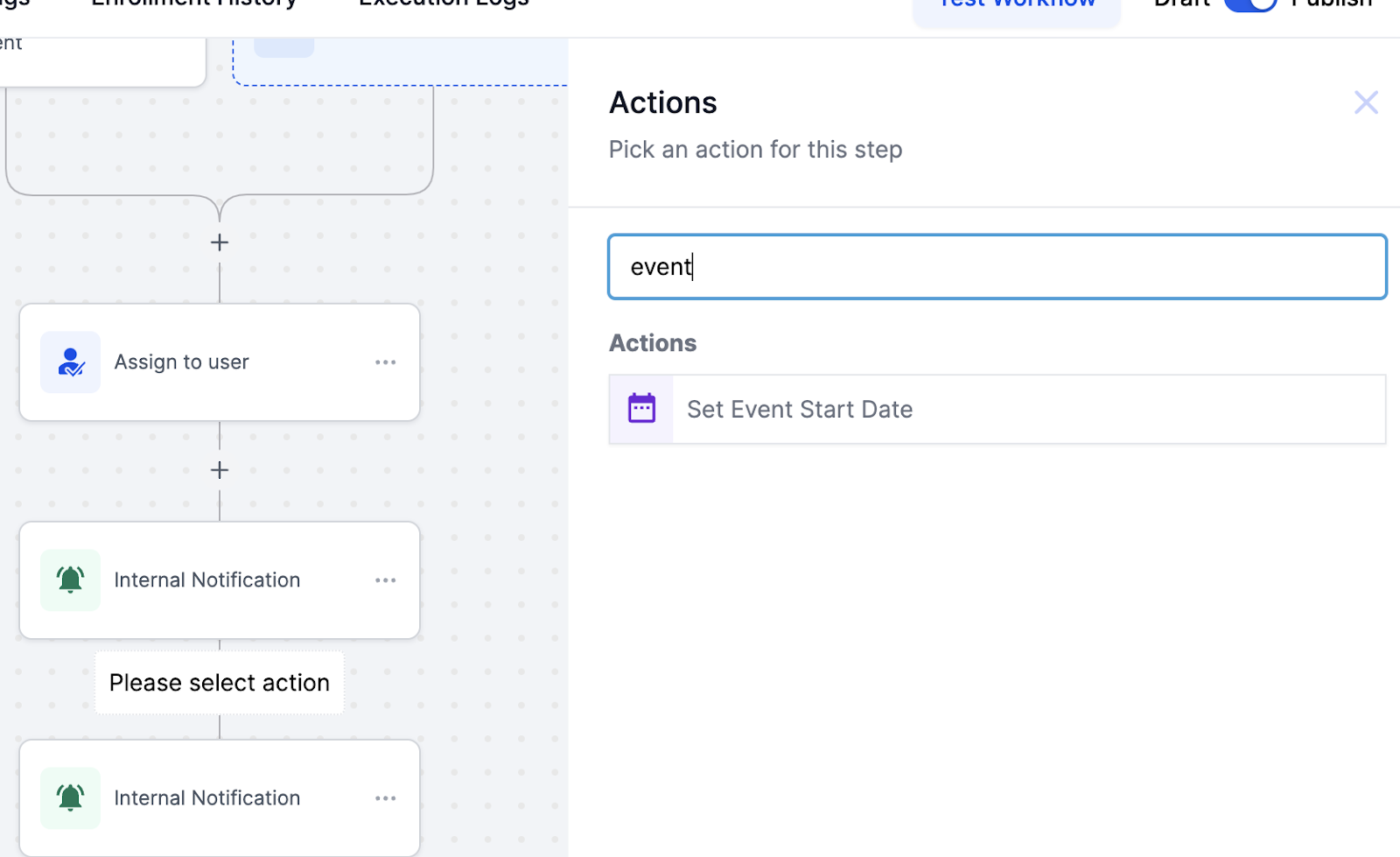 Workflow Action Set Event Start Date Captivation Hub