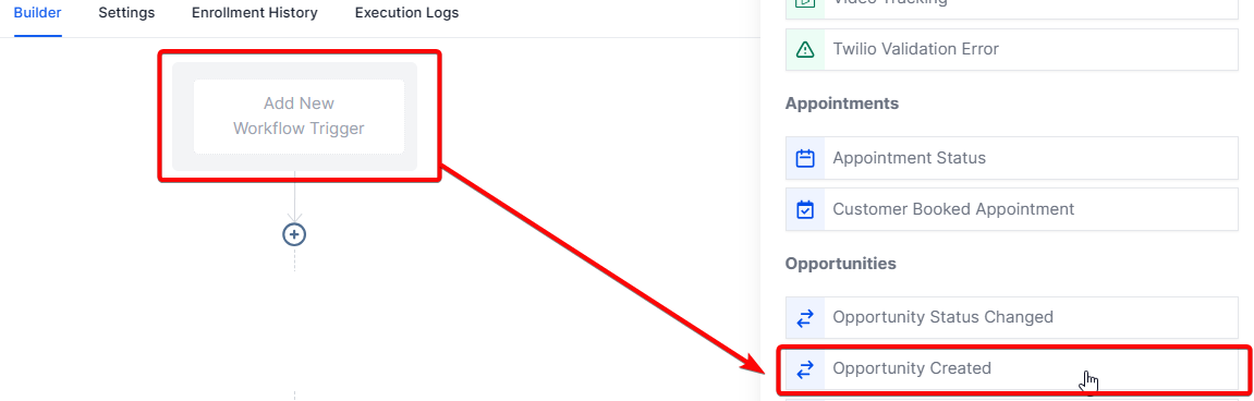 Workflow Triggers Opportunity Triggers Captivation Hub