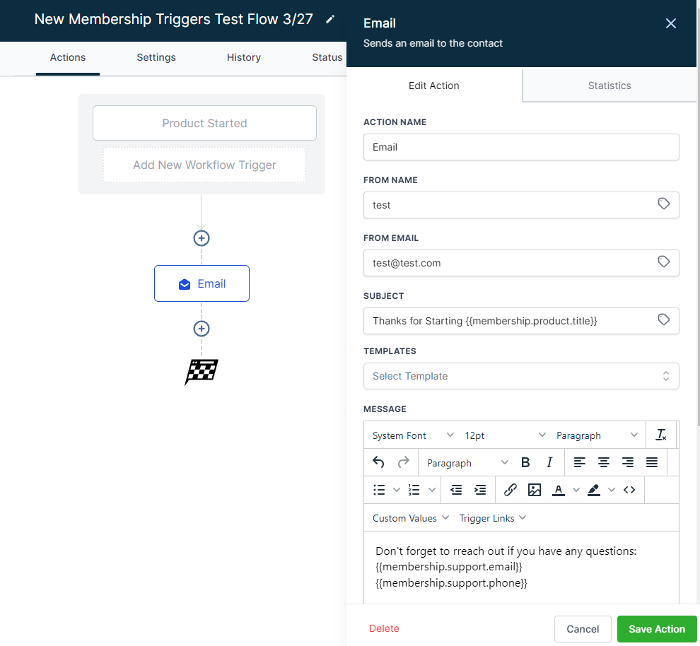 Workflow Trigger Membership Product Started Captivation Hub 3123