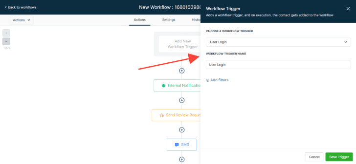 Workflow Trigger User Login Membership Login Captivation Hub