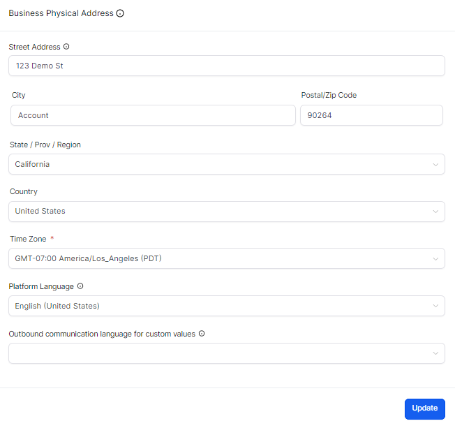 Settings Business Profile Captivation Hub