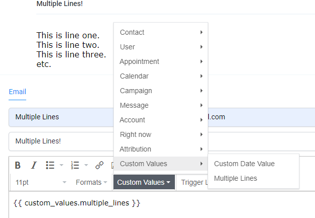 Add Multiple Lines In A Custom Value Captivation Hub
