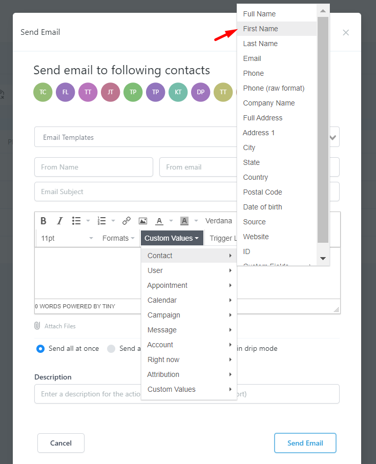 Settings Custom Values Captivation Hub
