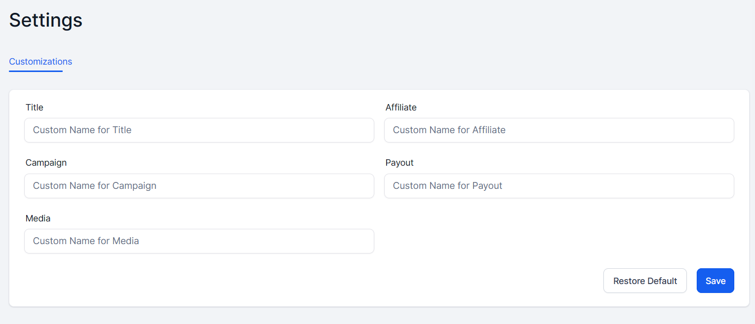 Affiliate Manager - Customize Naming conventions for your Niche ...